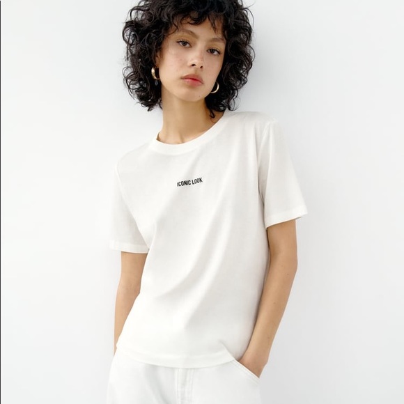 Zara | Tops | Zara Iconic Look Text Tshirt | Poshmark
